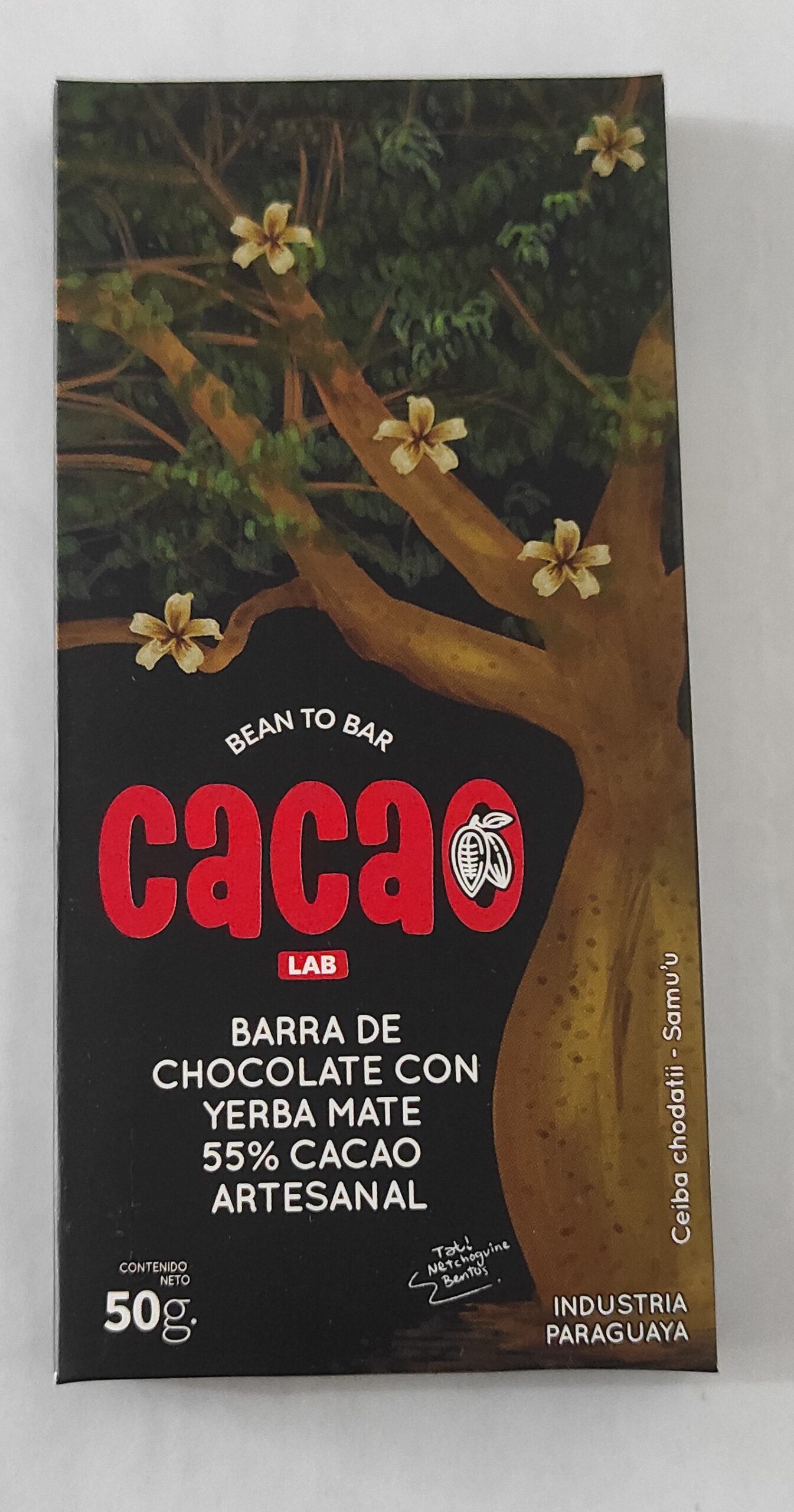 BARRA CHOCOLATE CON YERBA - 55% - Cacao Lab